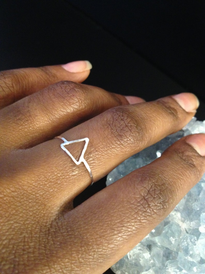 Hammered Triangle Ring Arrow Stacking Ring Geomtric Ring - Etsy