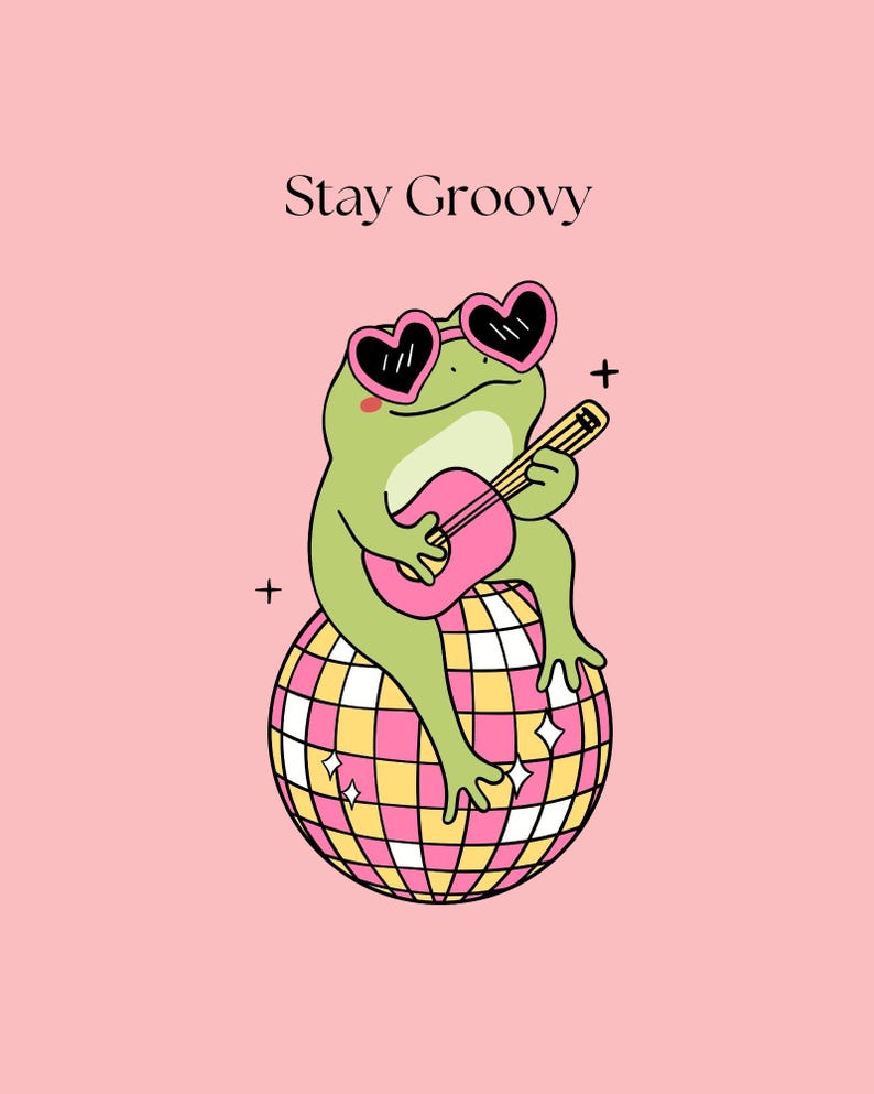 Groovy Frog Digital Download for Room Decor Retro Vibes Room Art Quick ...