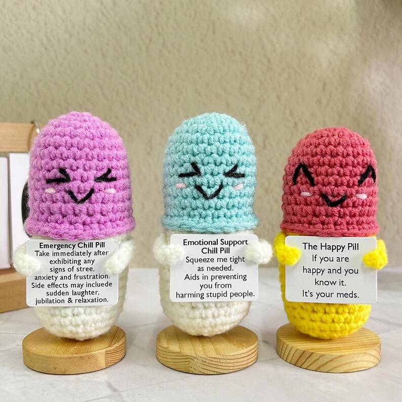Handmade Crochet Cold Pill, Emotional Support Gift,psychological Health ...