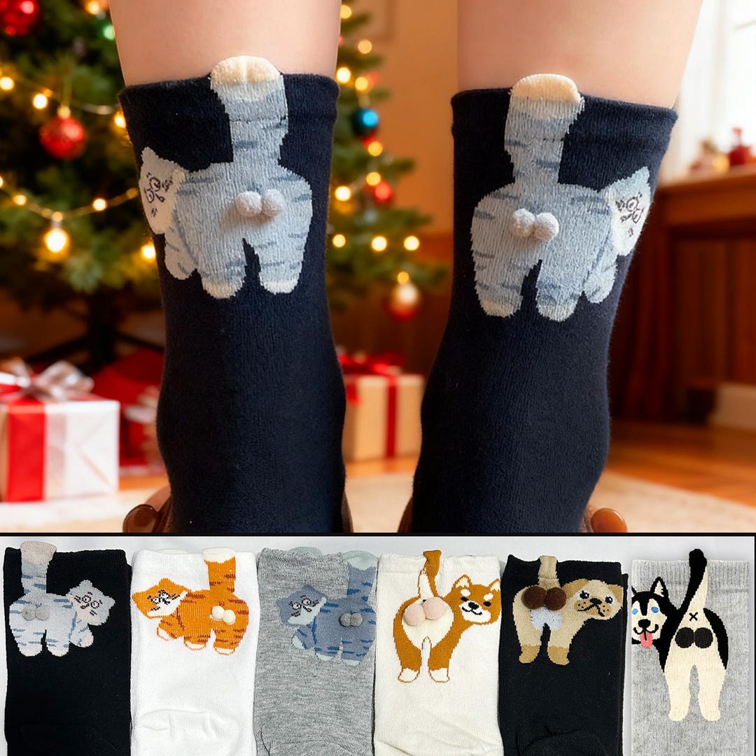 Funny Cat & Dog Socks,3d Jingle Balls Kitty/puppy,cute Animal Socks ...
