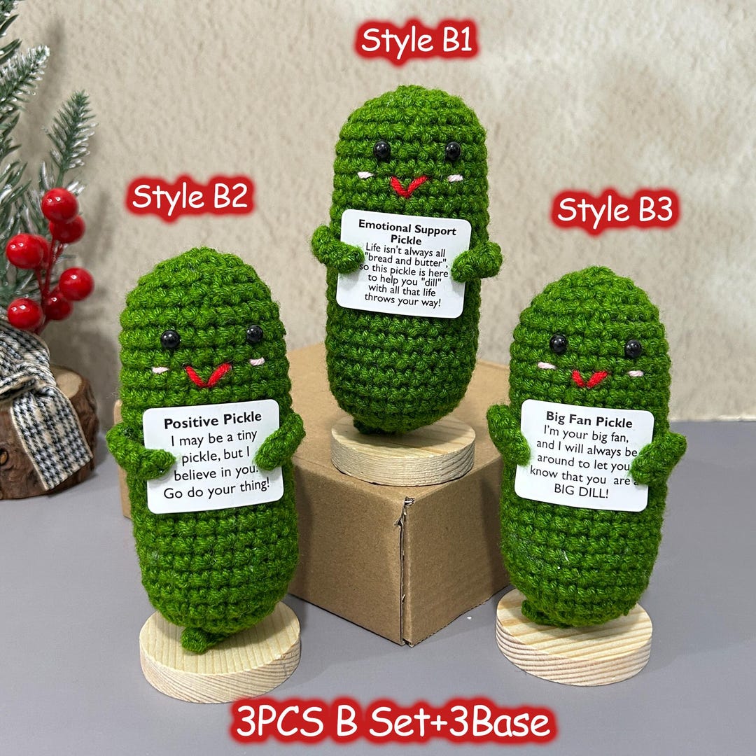 Handmade Crochet Pickle,positive Pickle,emotional Support Pickle,big ...