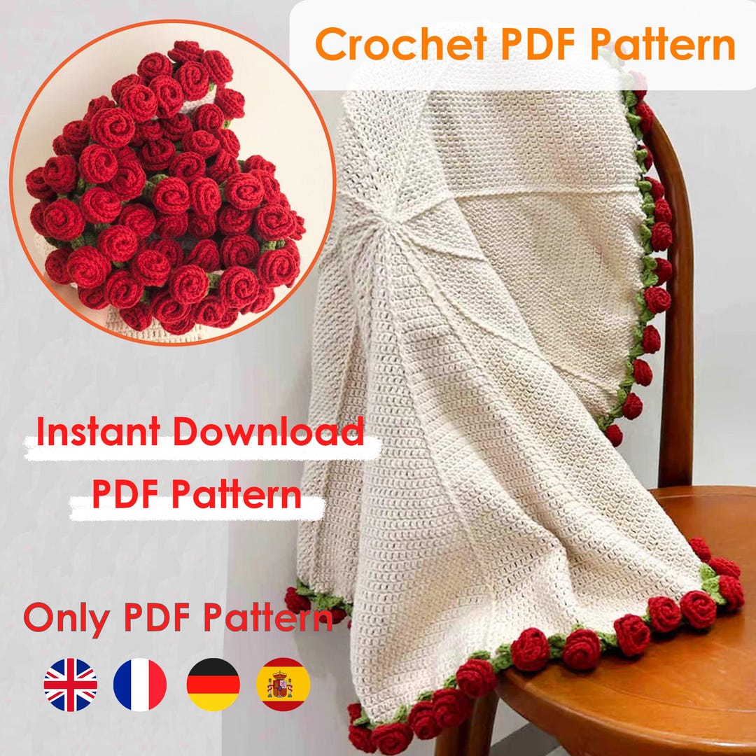 Rose Bouquet Blanket PDF Pattern,pdf Pattern Only,rose Blanket Bouquet ...