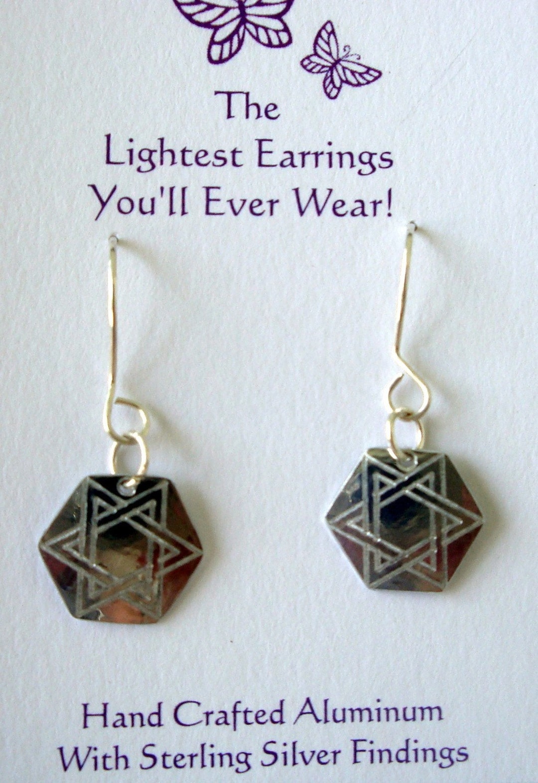 Star of David Engraved Aluminum Danglies - Etsy
