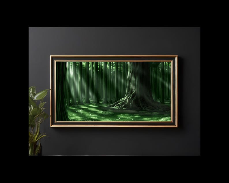 Deep Forest Printable Wall Art | Dark Forest With Sunlight Rays ...