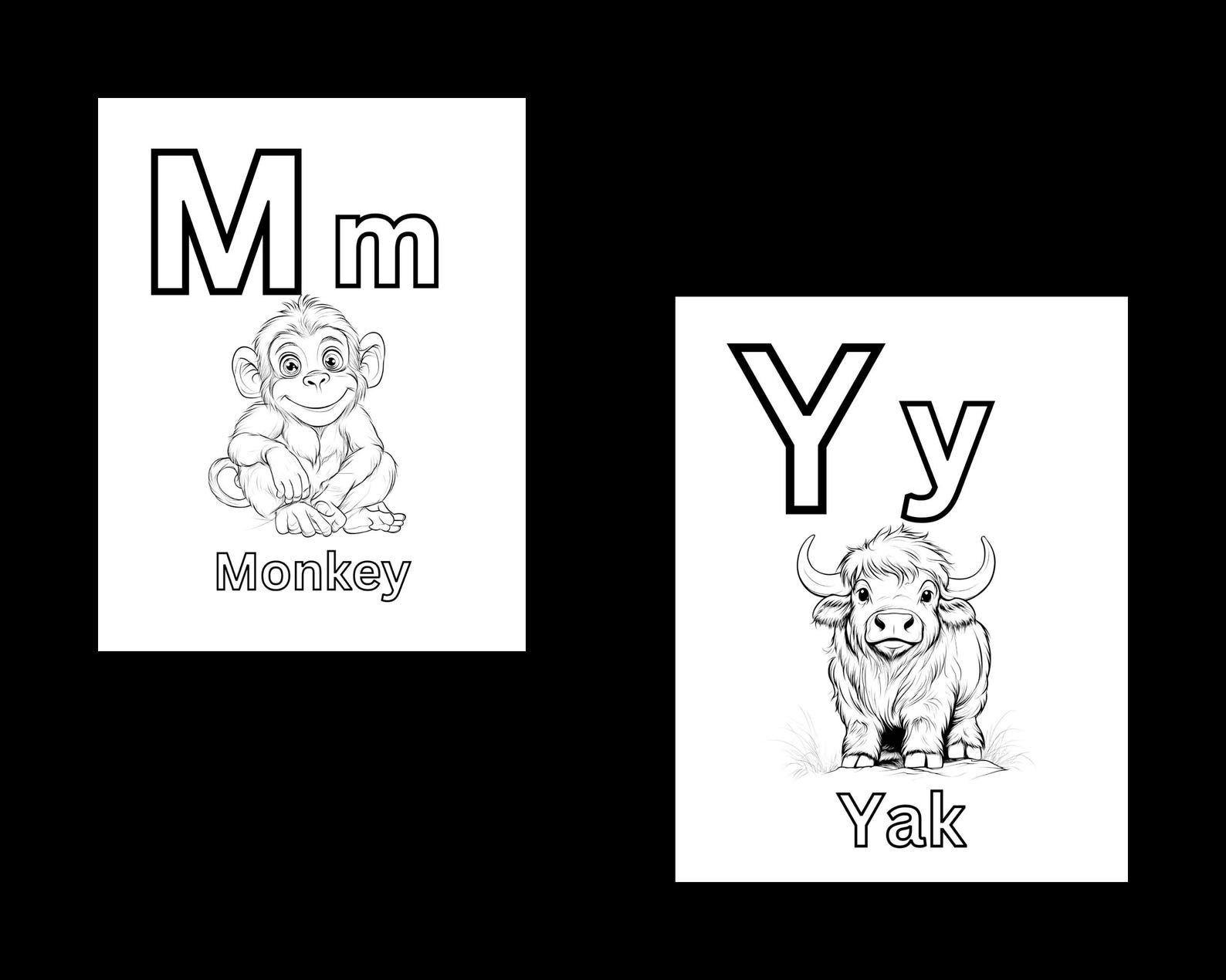Printable ABC Animals Coloring Pages | A-Z Animal Fun for Kids - Etsy