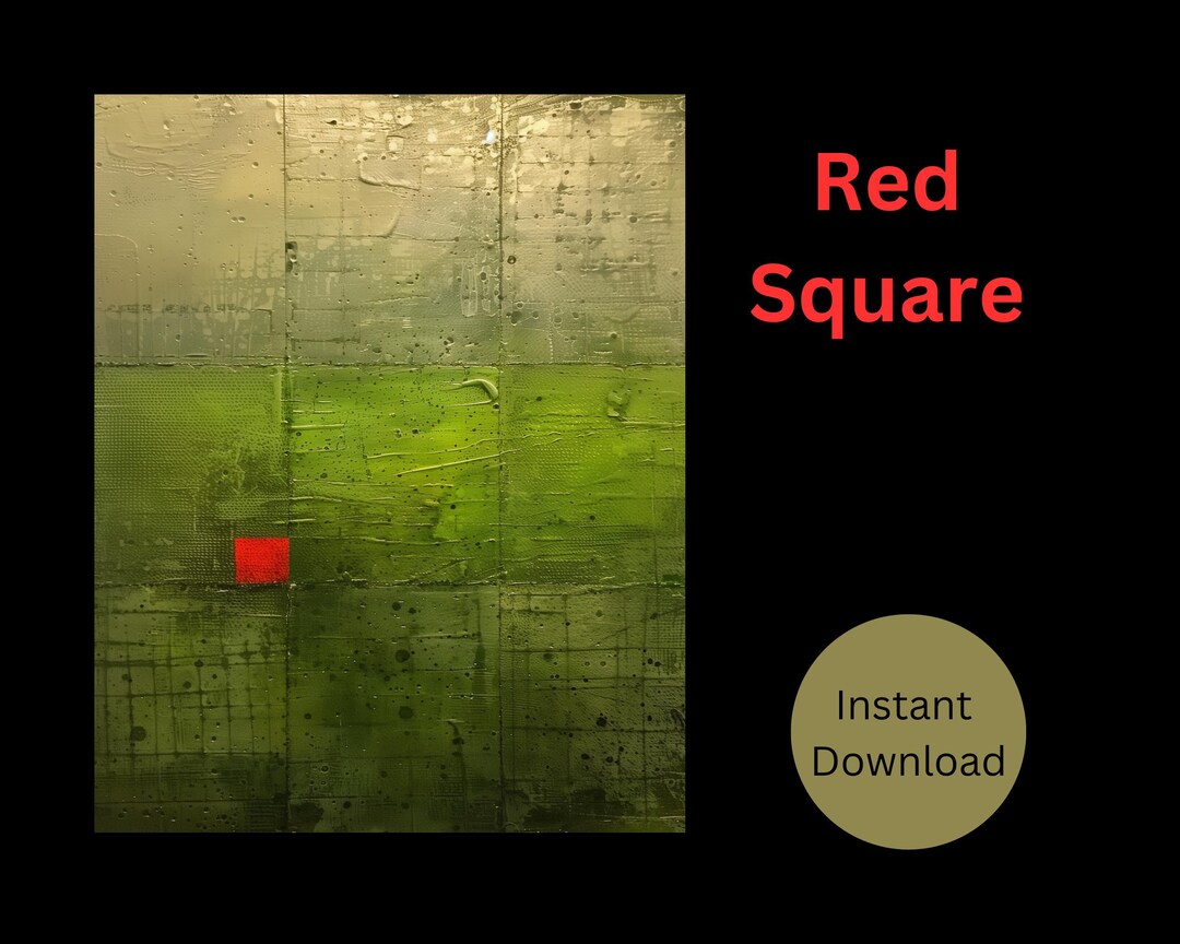 Red Square | Abstract Printable Wall Art | Green and Red Modern Art - Etsy