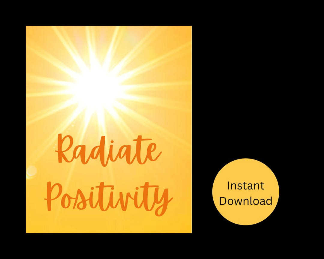Printable Wall Art radiate Positivity Bright Yellow & Orange Sun Poster ...