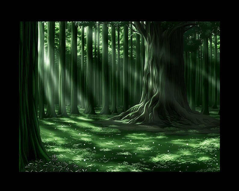 Deep Forest Printable Wall Art | Dark Forest With Sunlight Rays ...