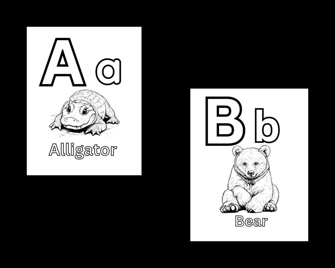 Printable ABC Animals Coloring Pages | A-Z Animal Fun for Kids - Etsy