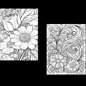 Eclectic Flower Designs Coloring Pages 25 Printable Pages Plus Color ...