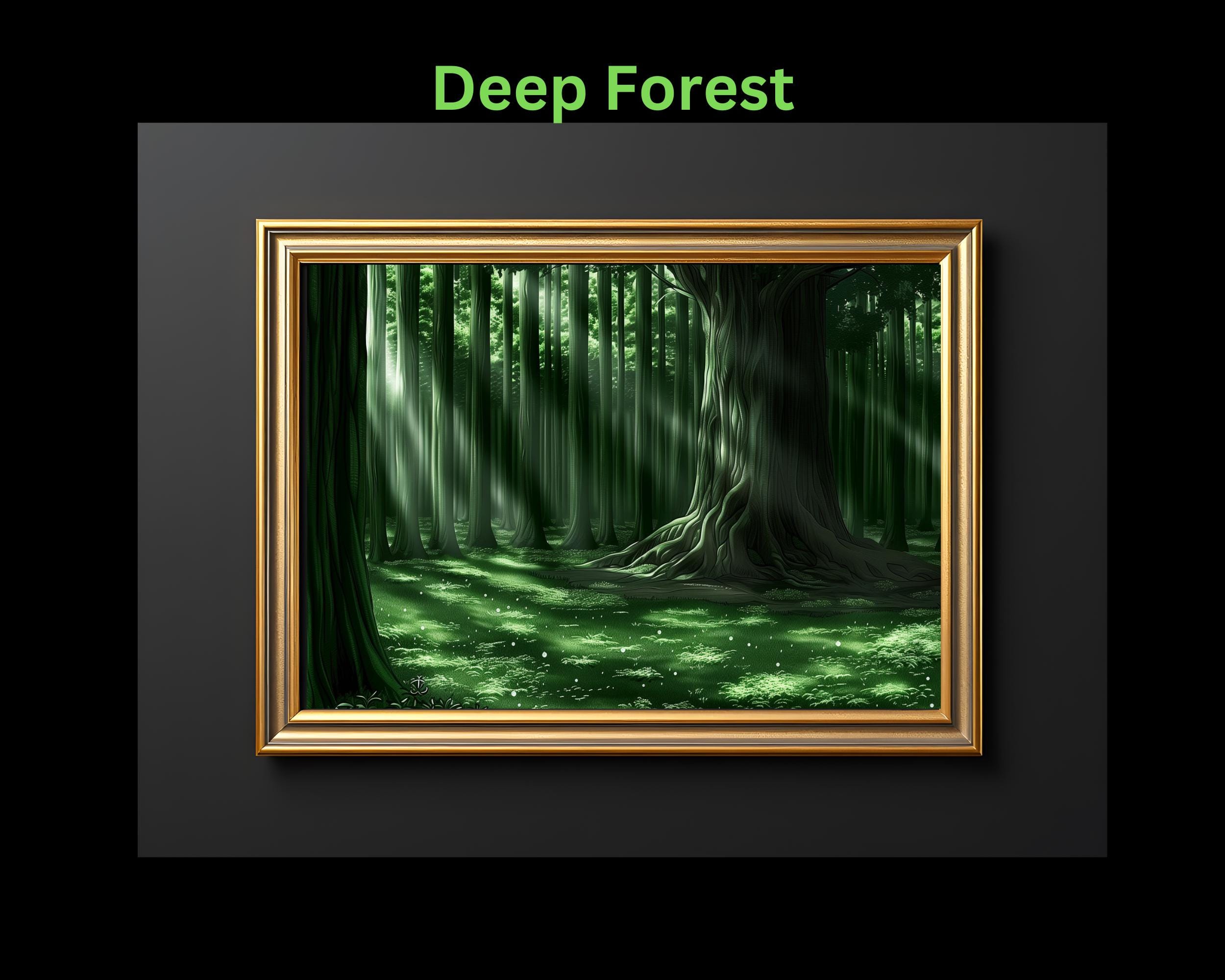 Deep Forest Printable Wall Art | Dark Forest With Sunlight Rays ...