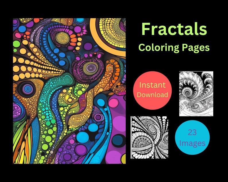 Fractals Coloring Pages - Etsy