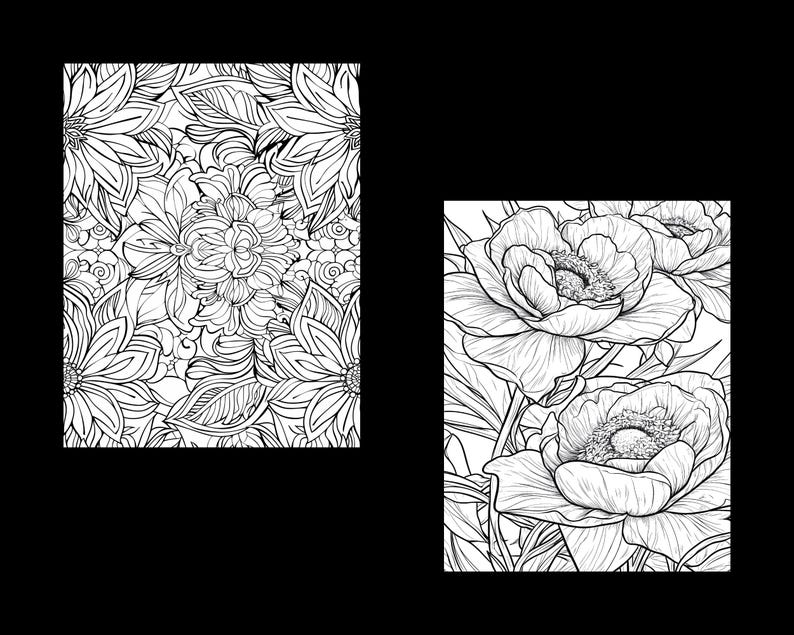 Eclectic Flower Designs Coloring Pages 25 Printable Pages Plus Color ...
