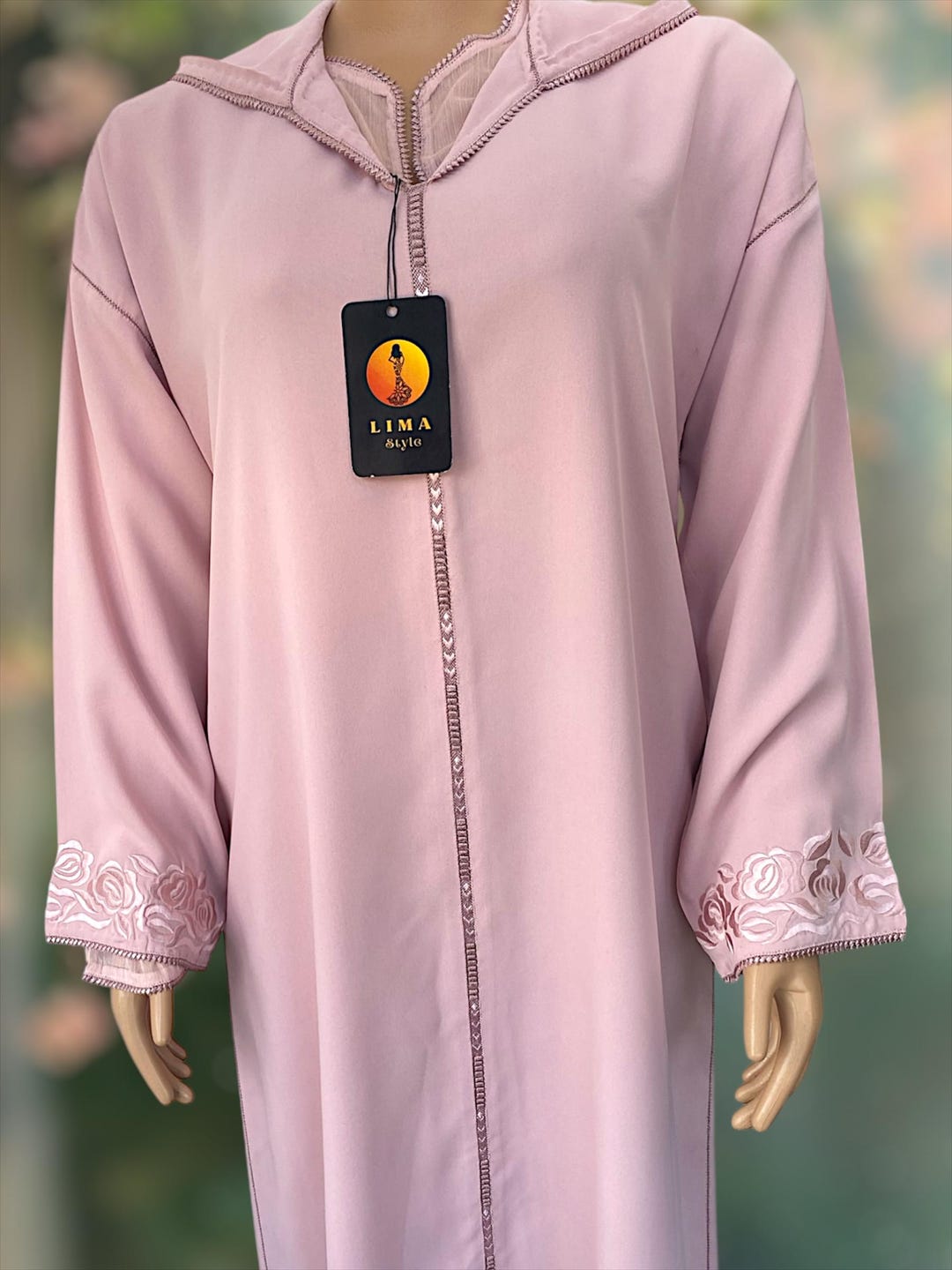 Two-piece Moroccan Djellaba Set – Pink Silk Crepe and Mousseline ...