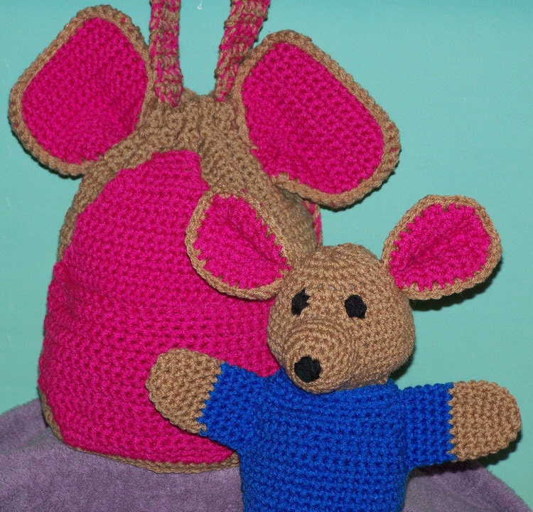 Kanga-rou & Baby-tou PJ Bag With Puppet PDF Crochet Pattern - Etsy
