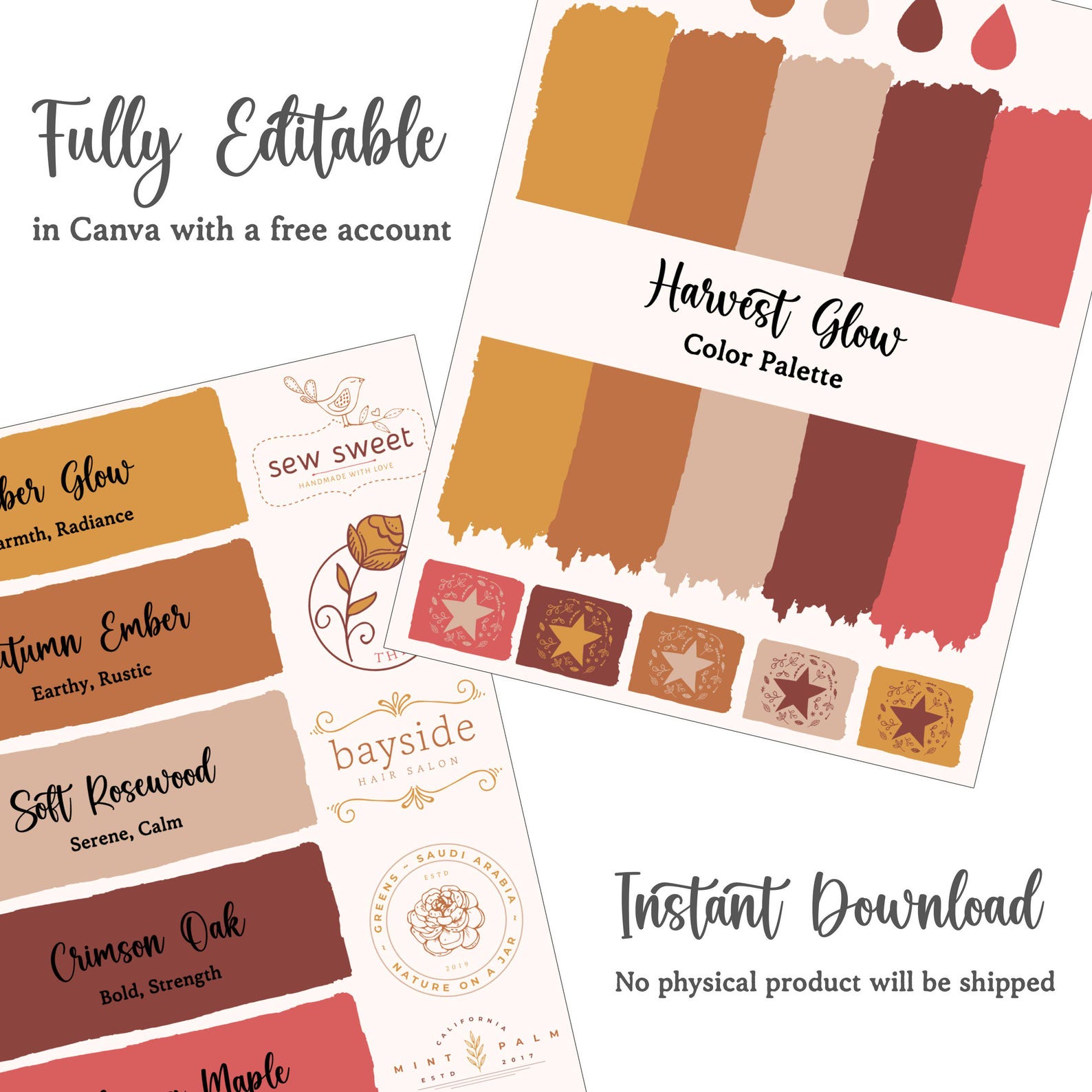 Warm Brand Color Palette for Small Businesses, Editable Canva Template ...