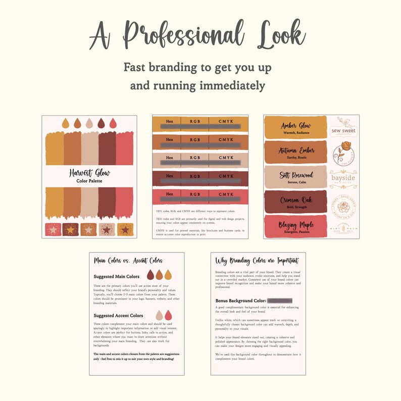 Warm Brand Color Palette for Small Businesses, Editable Canva Template ...