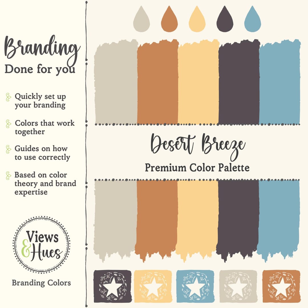 Southwest Color Palette for Small Business, Branding Kit Your Etsy Shop ...