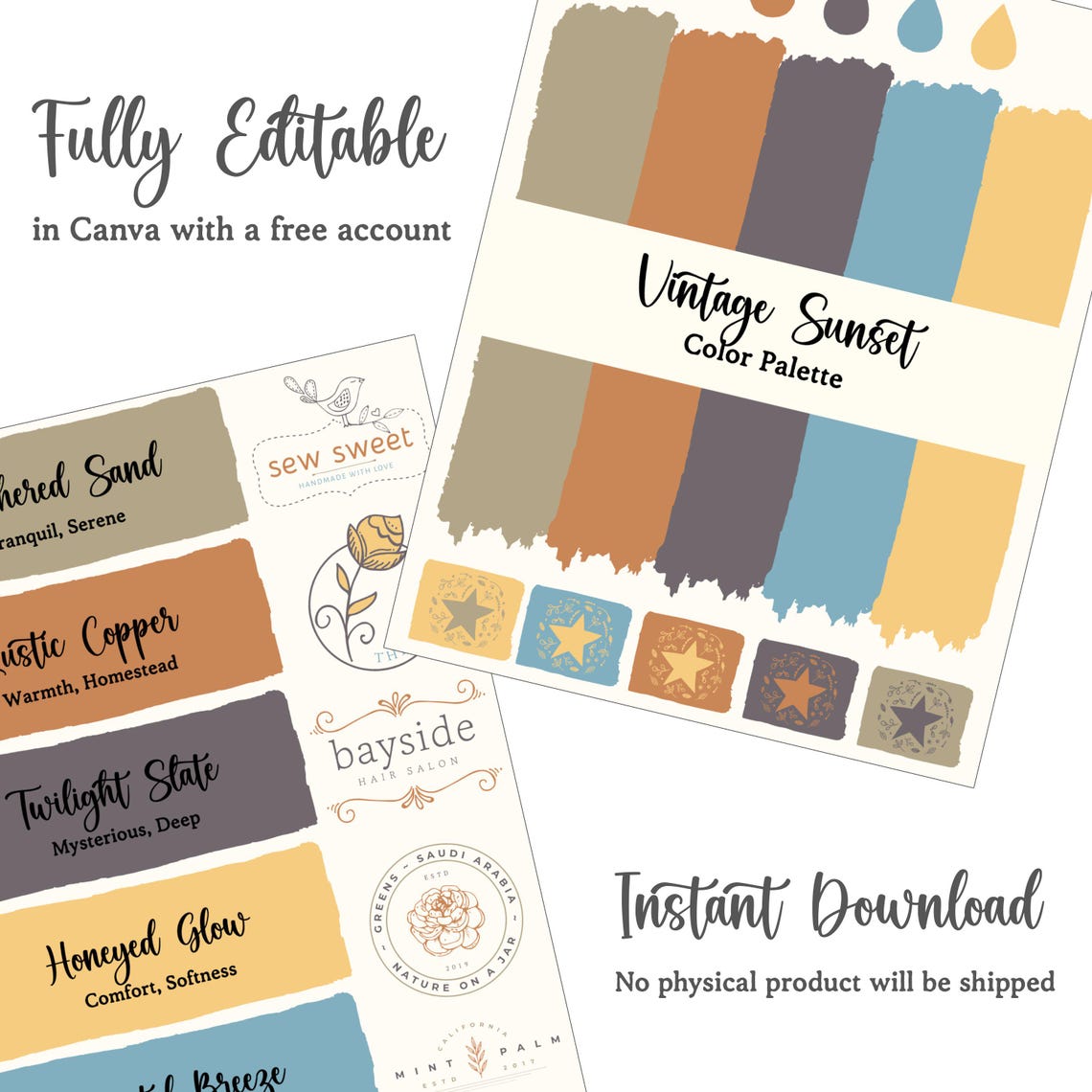Vintage Brand Color Palette for Small Businesses, Editable Canva ...