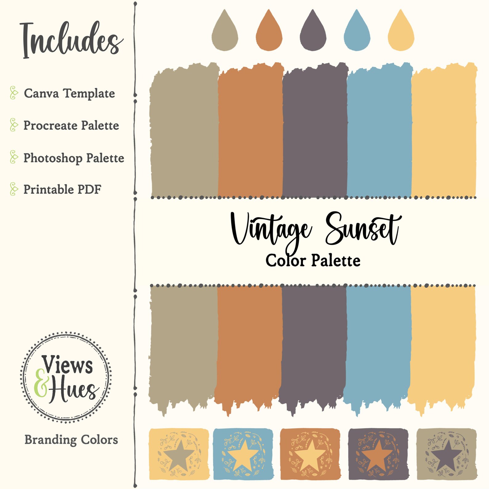 Vintage Brand Color Palette for Small Businesses, Editable Canva ...