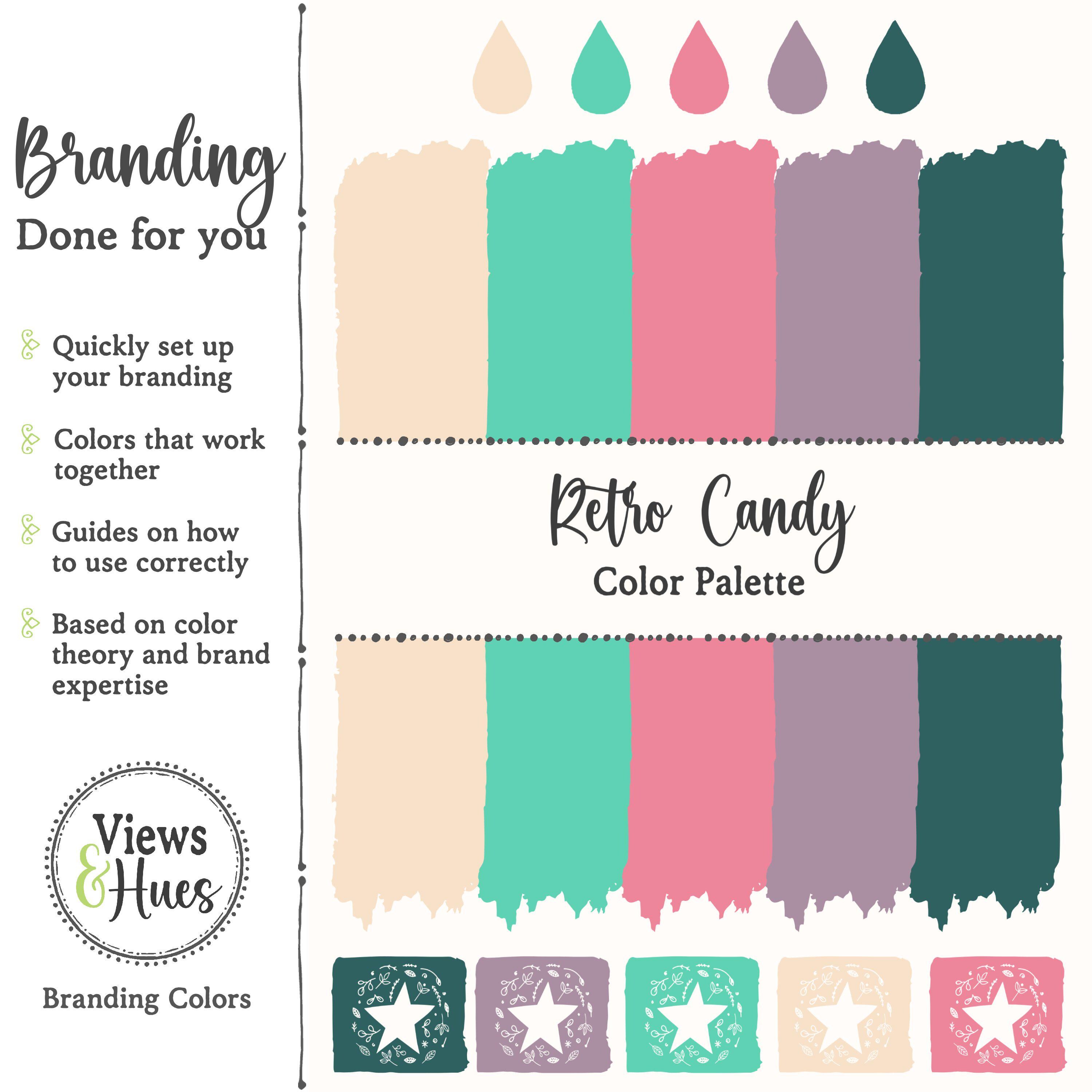 Retro Brand Color Palette for Small Businesses, Editable Canva Template ...