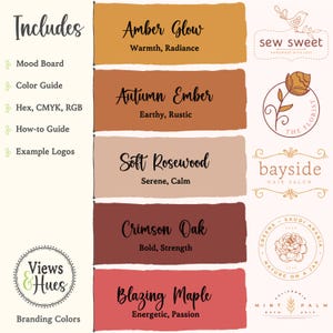 Warm Brand Color Palette for Small Businesses, Editable Canva Template ...