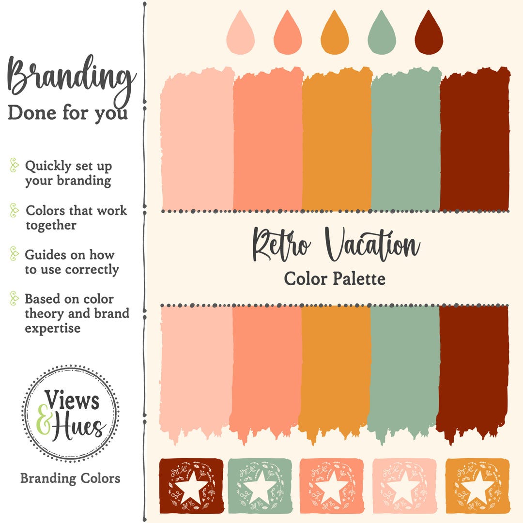 Retro Brand Color Palette for Small Businesses, Editable Canva Template ...