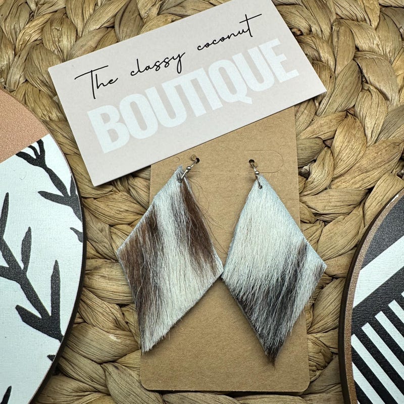 Cow Hide Earrings - Etsy