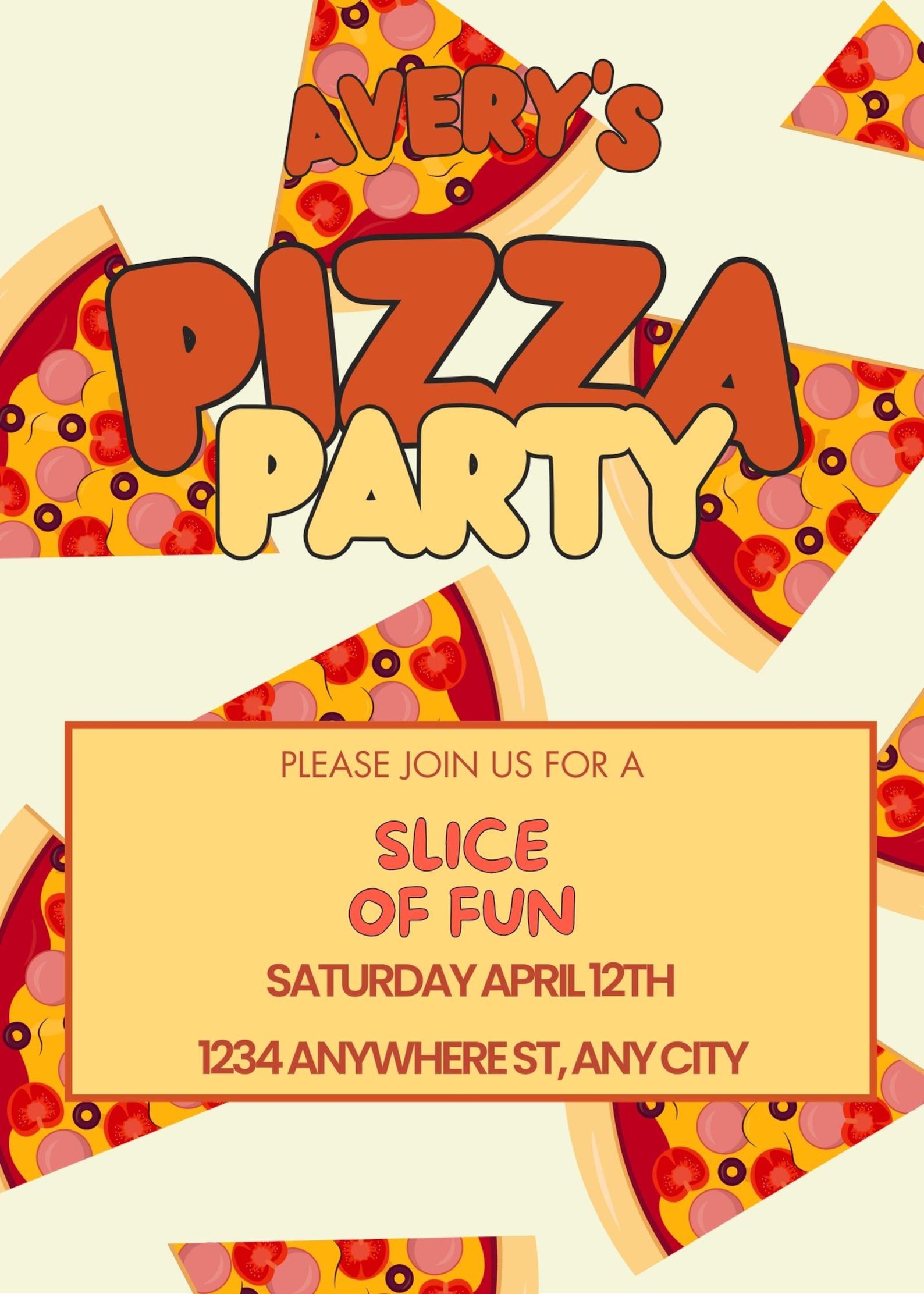Pizza Party Invitation Template - Editable Canva Template - Instant ...