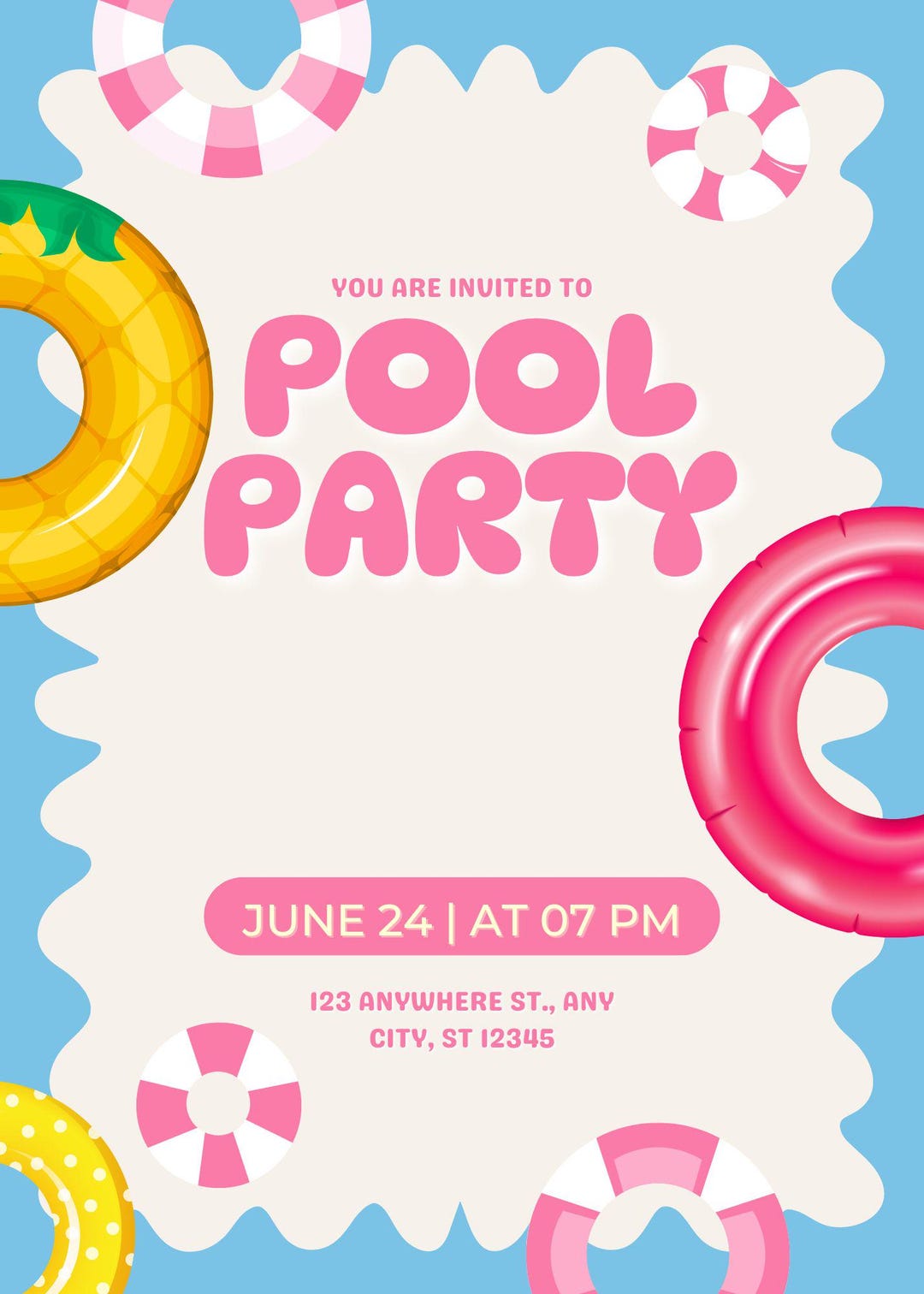 Pool Party Invitation Template - Editable Canva Template - Instant ...