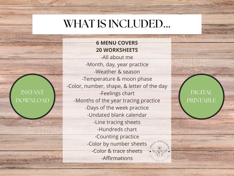 Homeschool Morning Menu Printable: Circle Time, Calendar (PDF) - Etsy