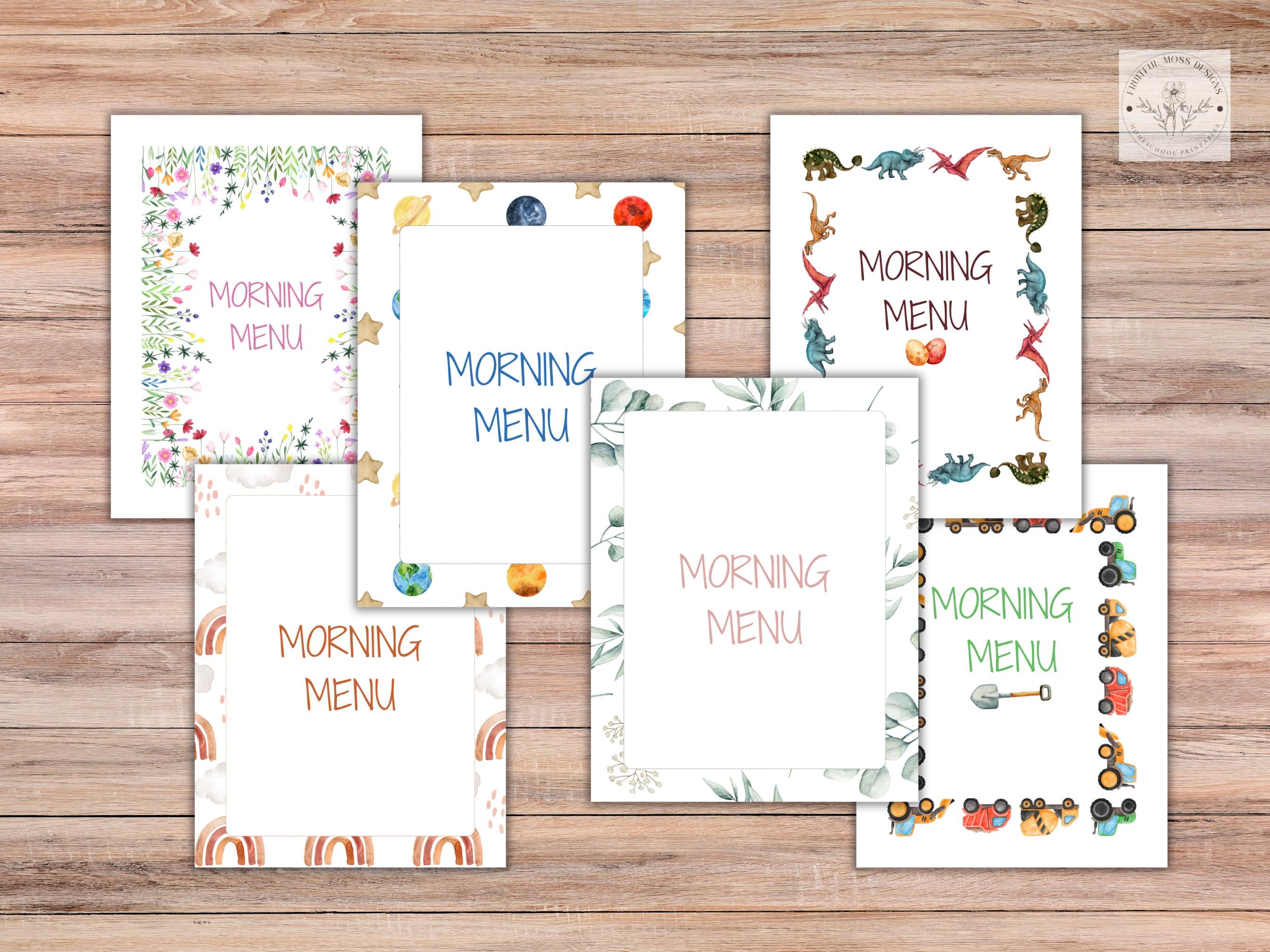 Morning Menu, Homeschool Printable, Preschool Menu, Elementary ...
