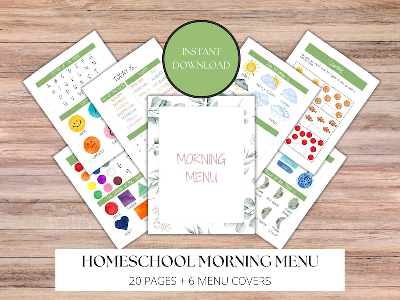 Morning Menu, Homeschool Printable, Preschool Menu, Elementary ...