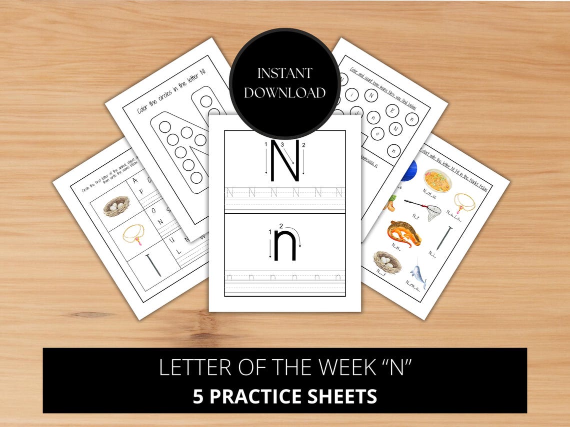 Letter N Tracing Worksheet: Homeschool Printable (PDF) - Etsy