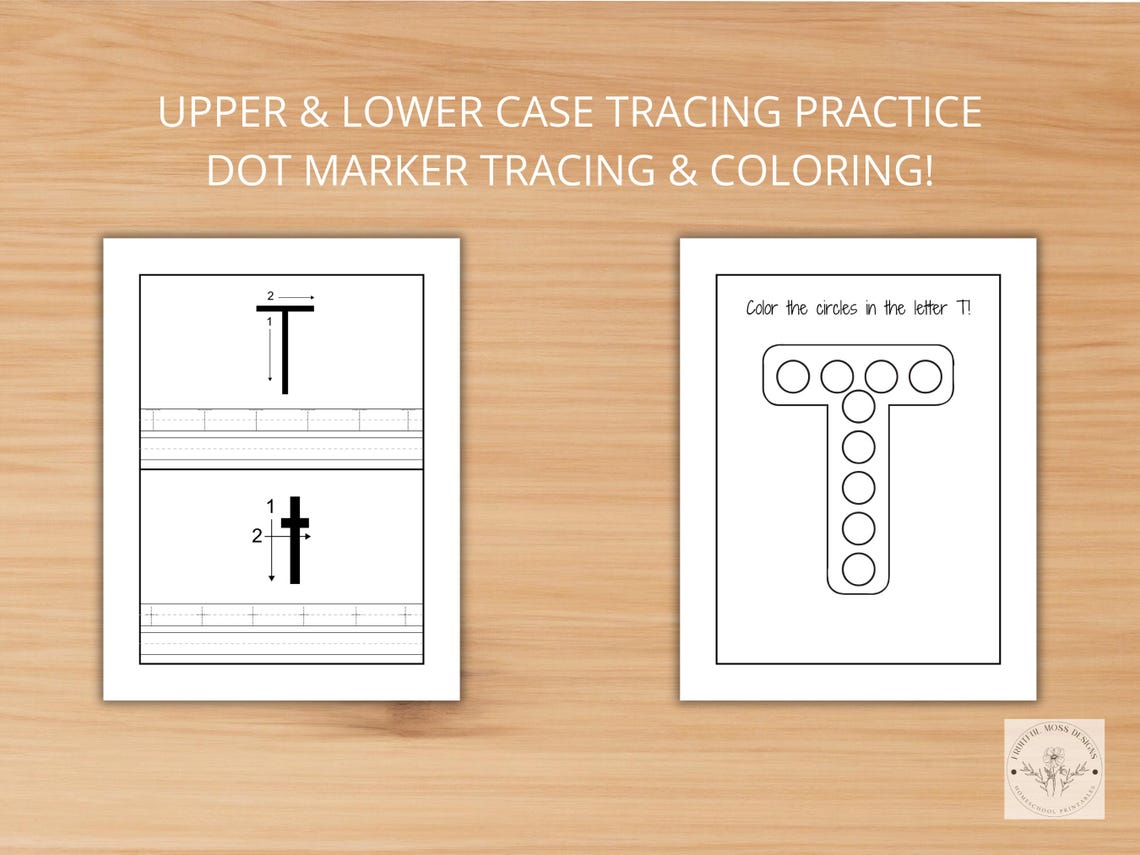 Letter T Tracing Worksheets: Homeschool Printable (PDF) - Etsy