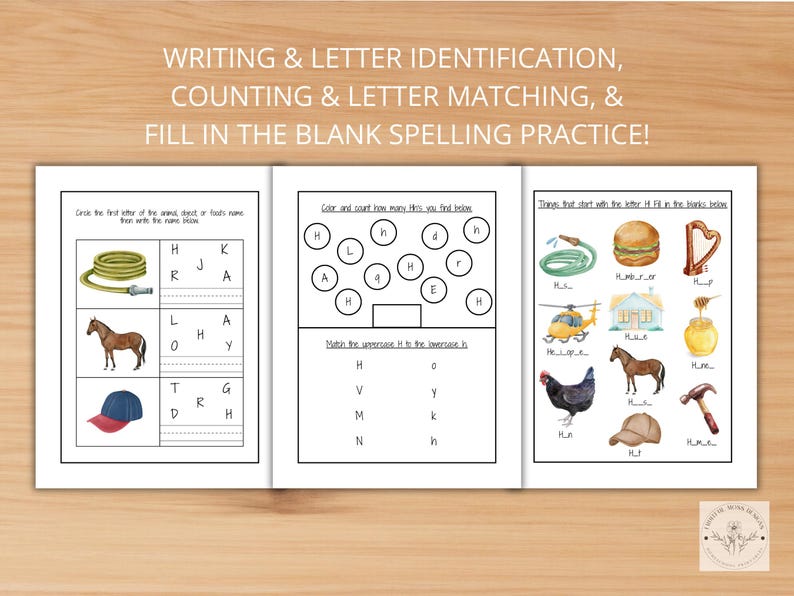Letter H Tracing Worksheet: Homeschool Printable (PDF) - Etsy