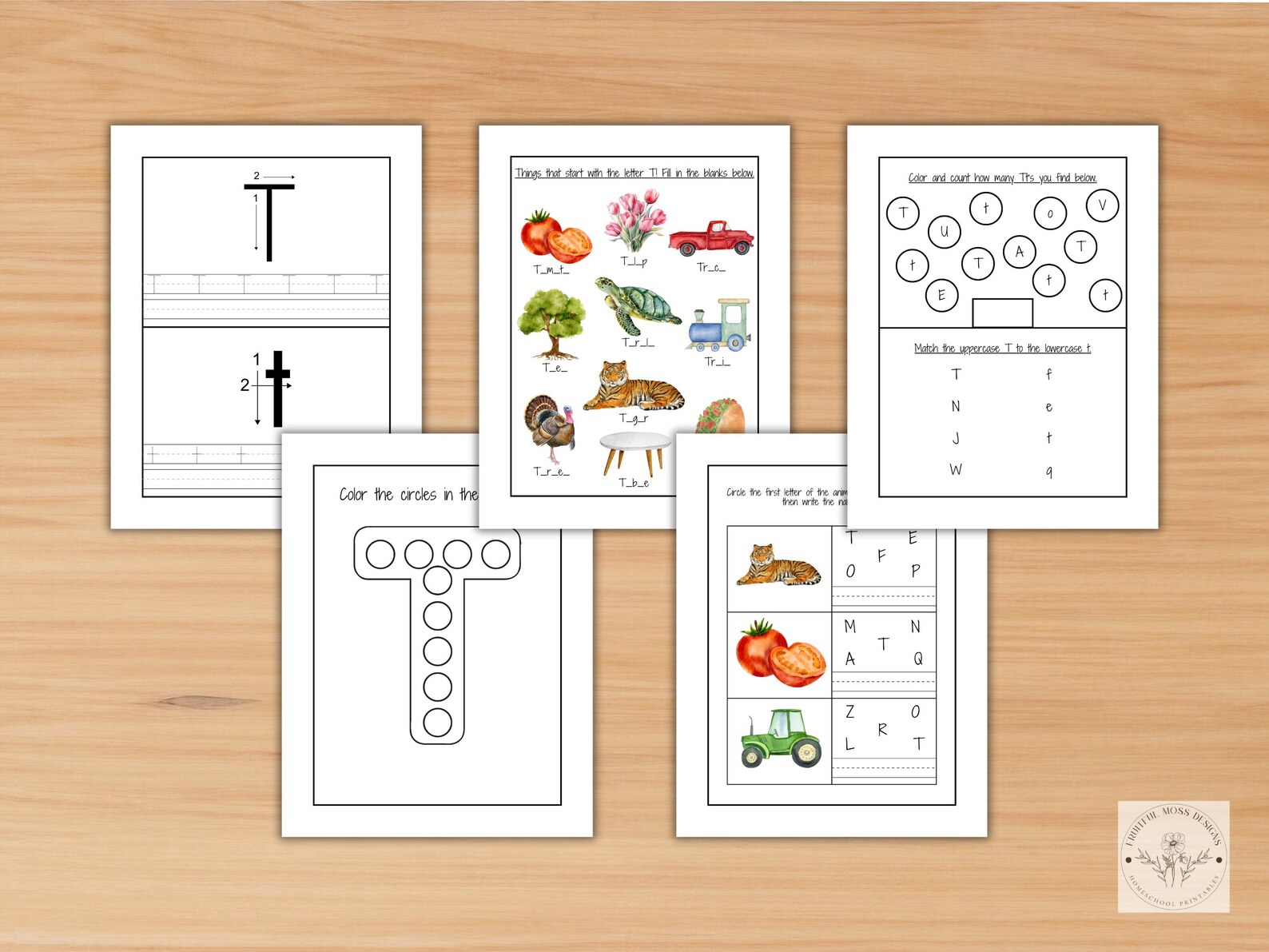 Letter T Tracing Worksheets: Homeschool Printable (PDF) - Etsy
