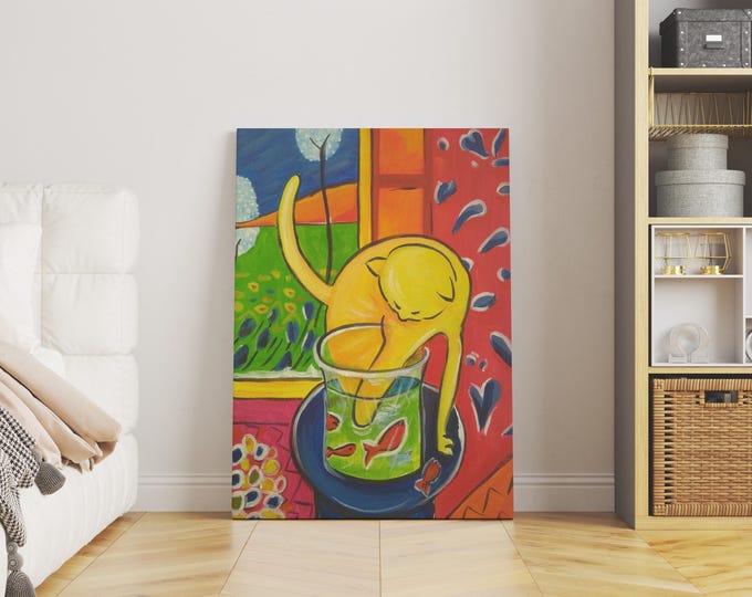 Hand Painted Henri Matisse the Cat With Red Fish Painting Reproduction ...