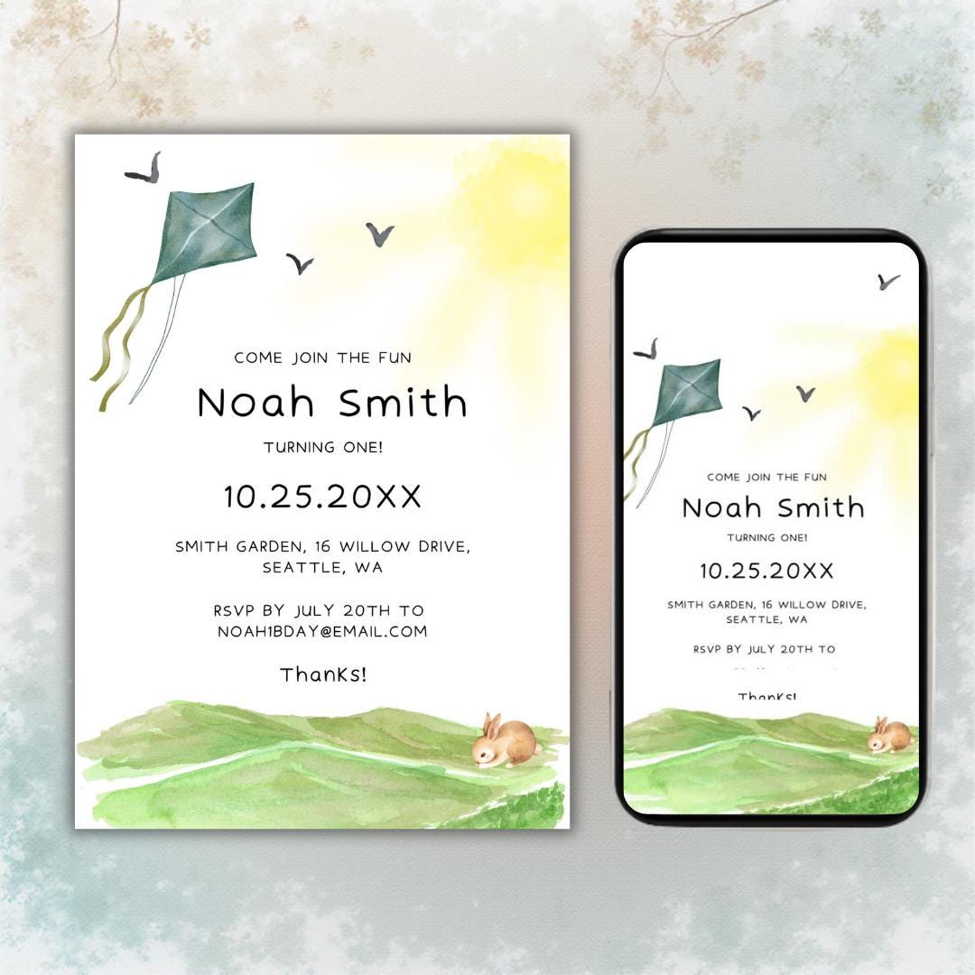Editable Boy Birthday Invitation Template – Spring Garden Canva E-vite ...
