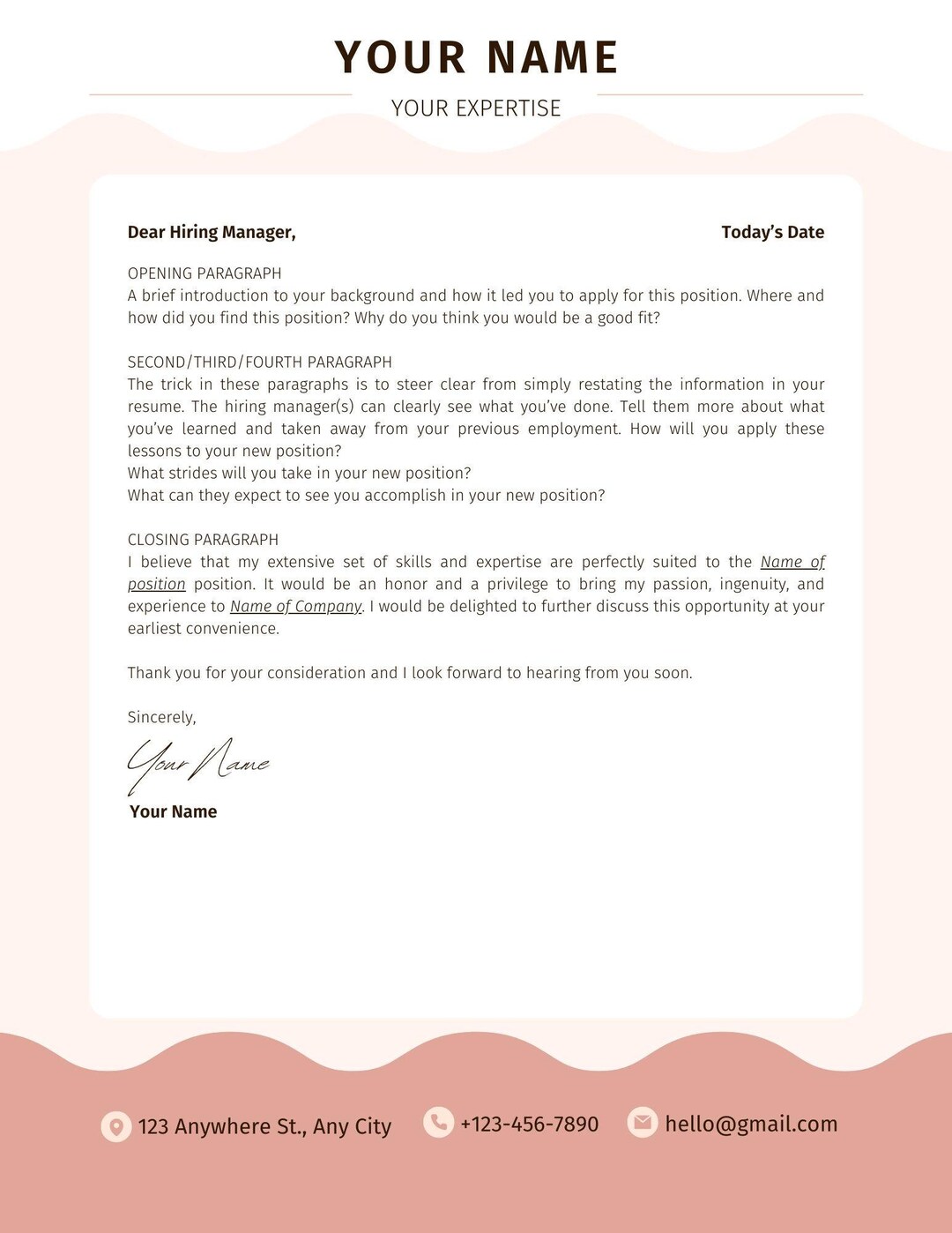 Color Block Cover Letter and Letter of Interest Template, Ready-to-use ...