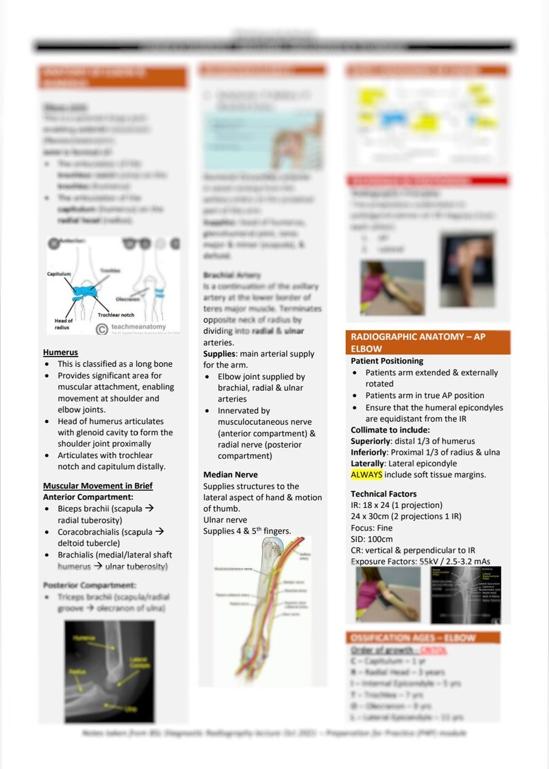 Elbow and Humerus - Anatomy, Positioning and Technique Notes for ...
