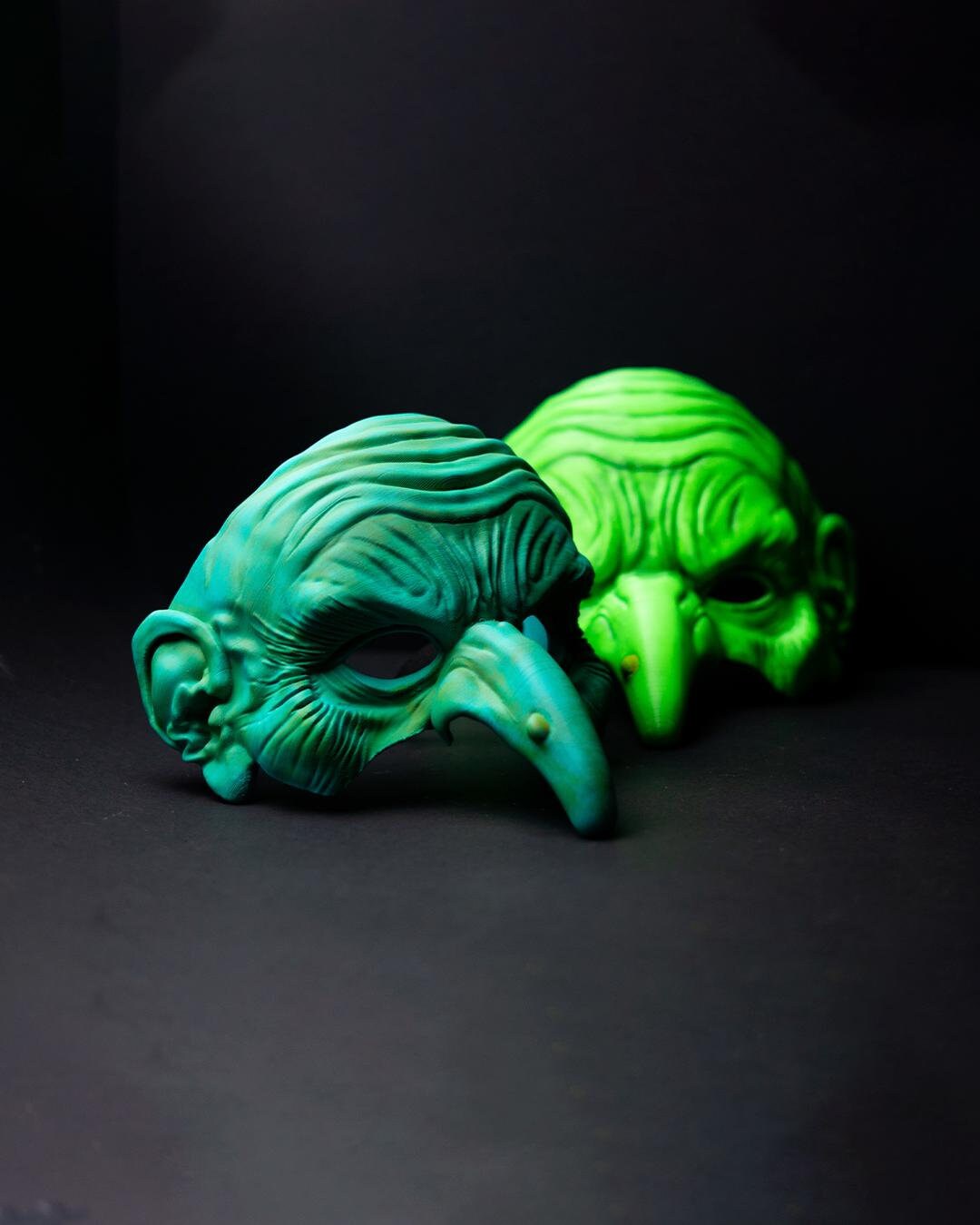 Witch Mask - 3D Printed - Halloween Cosplay Costume - Optional Colors ...