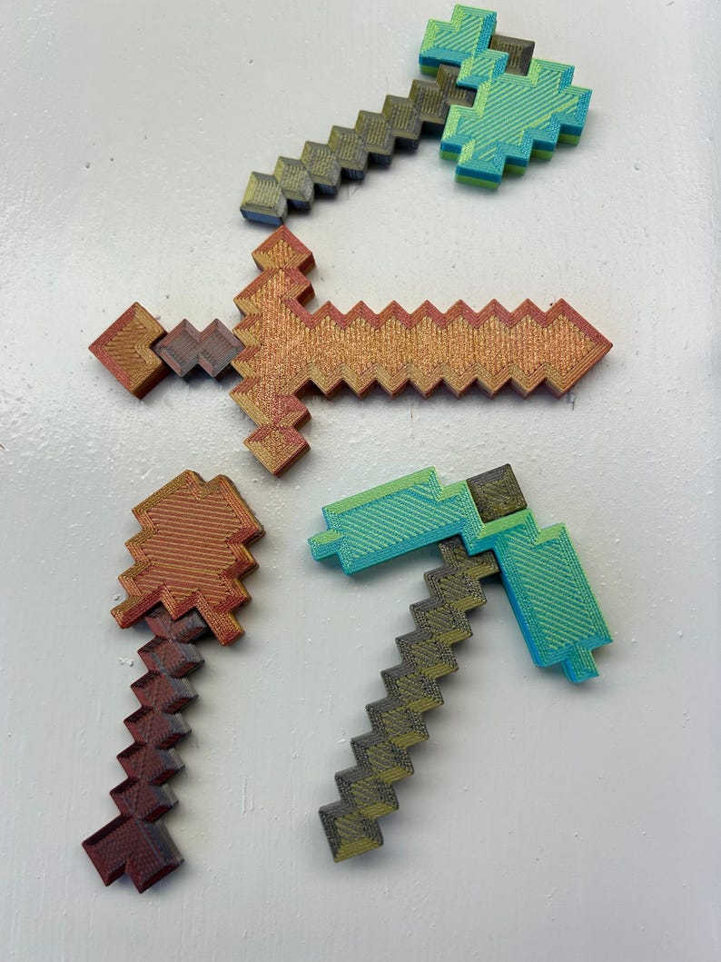 Minecraft Tool Set – Axe, Pickaxe, Shovel, Sword – Optional Colors - Etsy