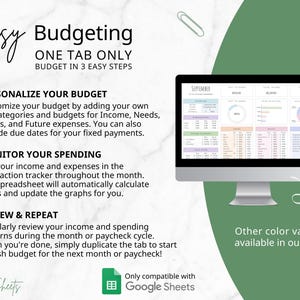 50/30/20 Budget Spreadsheet Google Sheets: Monthly Budget Planner ...