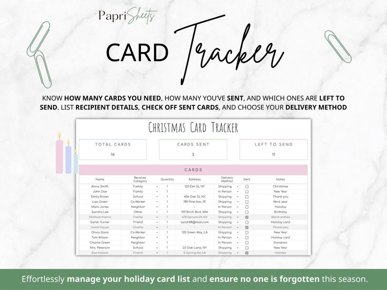 Gift Tracker Spreadsheet Google Sheets Template: Holiday and Birthday ...