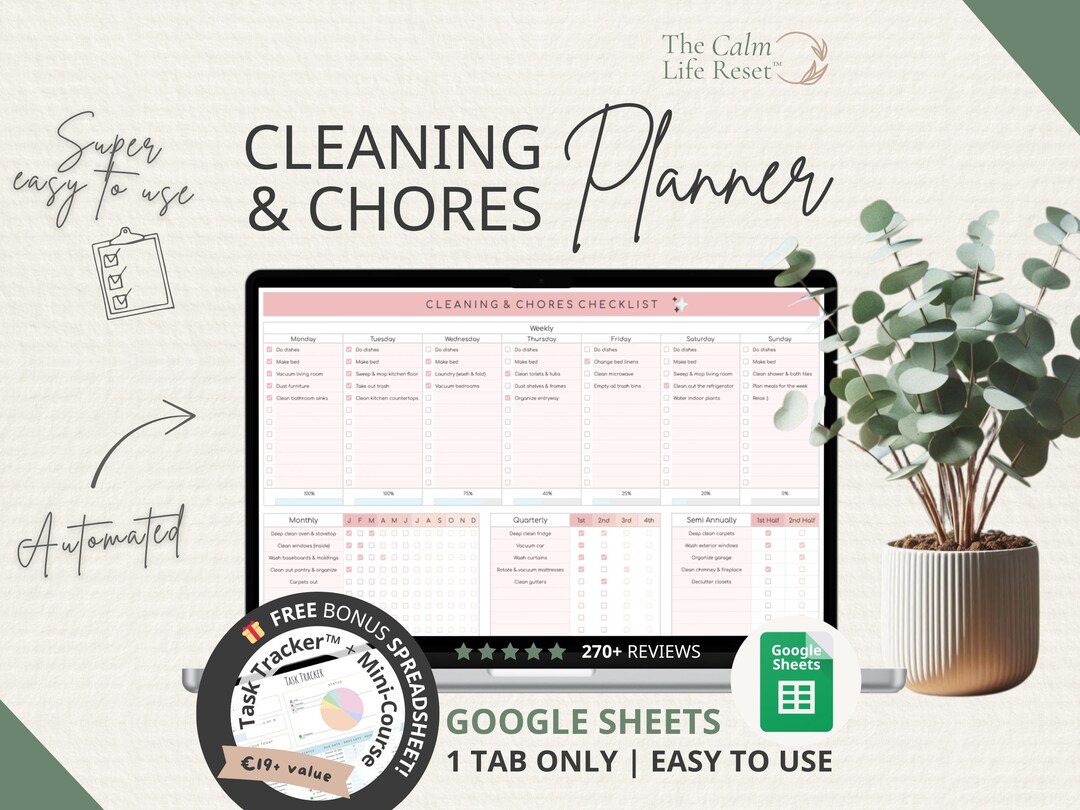 Weekly Cleaning Checklist: Monthly & Yearly Chore Chart, House Cleaning ...