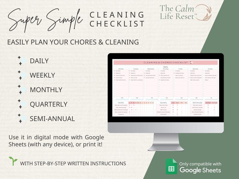 Cleaning Schedule Checklist ADHD Cleaning Planner Household Family Kids ...