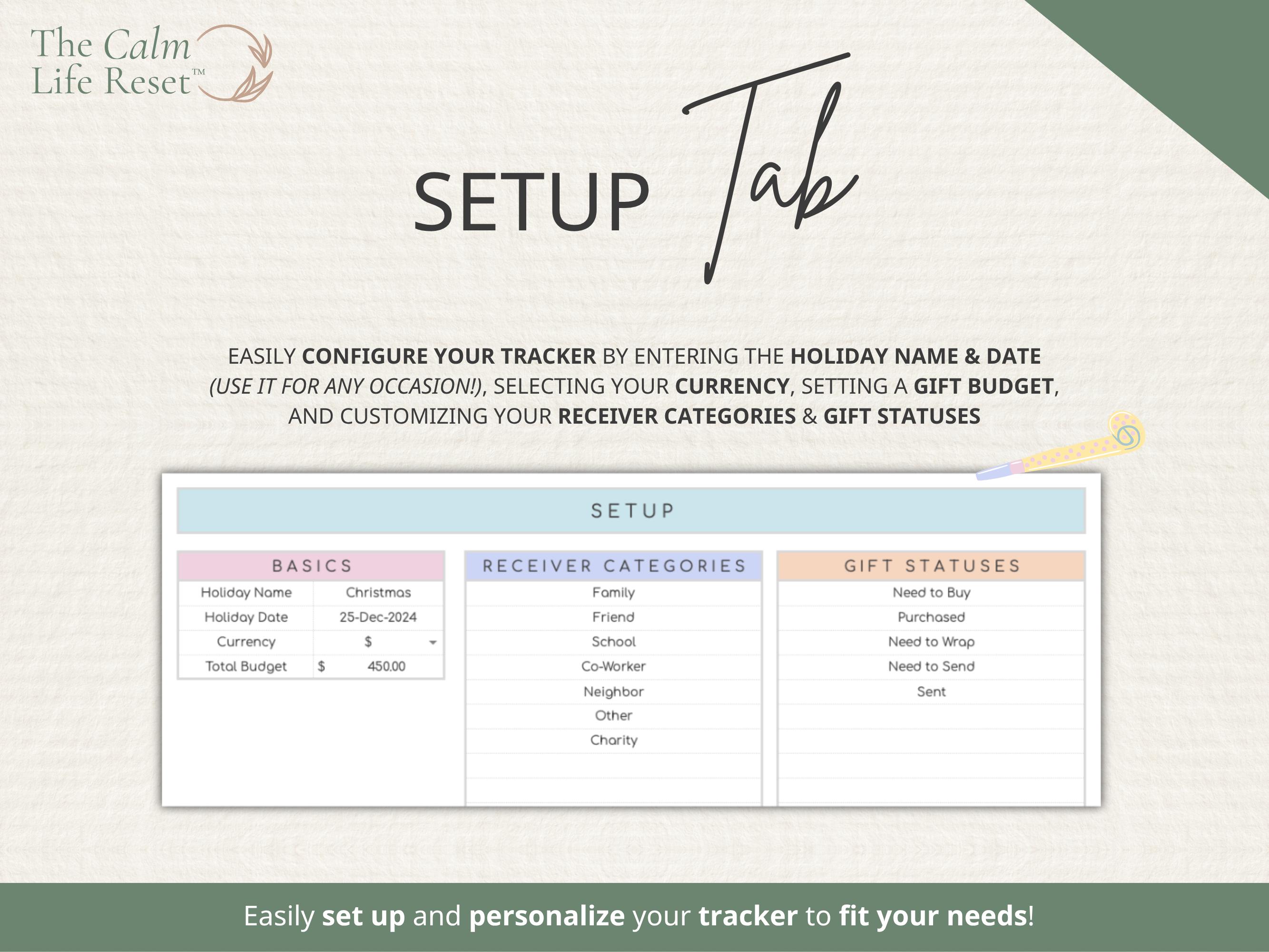 Gift Tracker Spreadsheet Google Sheets Template: Holiday and Birthday ...
