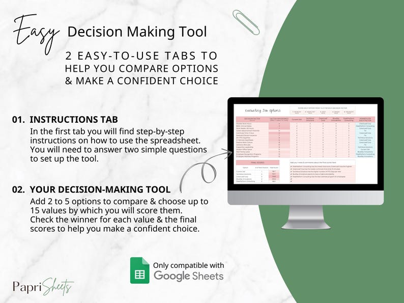 Decision Matrix Google Sheets: Decision-making Tool Spreadsheet, Pros ...