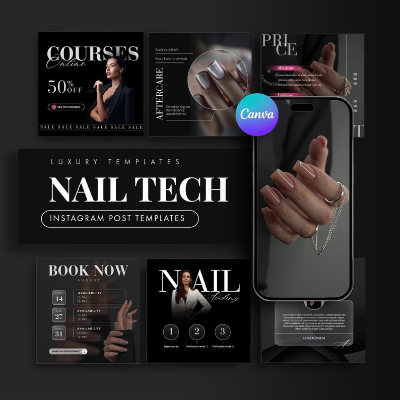 Nail Tech Instagram Post Templates: CANVA Social Media (digital ...